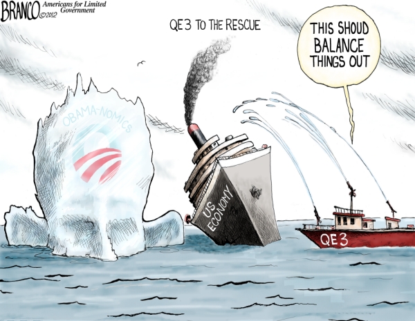 Maine Wire Cartoon: QE3 to the Rescue | The Maine Wire