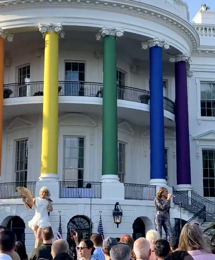 "Doctor" Jill Biden Covers Iconic White House Pillars in Pride Colors ...